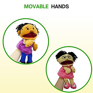 8 Hand Puppets for Kids, Multicultural Puppets with Movable Mouth (8 Pack) Bulk Soft Plush Puppets, School Home Puppet Theater Shows Toys, Teachers Classroom Supplies