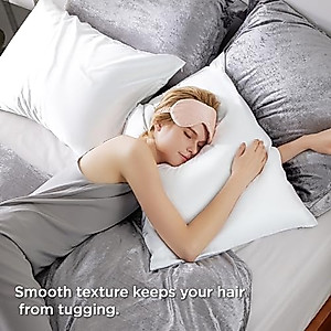 Bedsure Silky Satin Pillowcase, Similar to Silk Pillowcase for Hair and Skin，White Satin Pillow Cases 2 Pack,Pillow Case Cover with Hidden Zipper, Gifts for Women Men,20x30 Inches