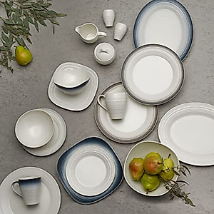 Mikasa Swirl Ombre White Oval Platter, 13.75 Inch, Blue Banded