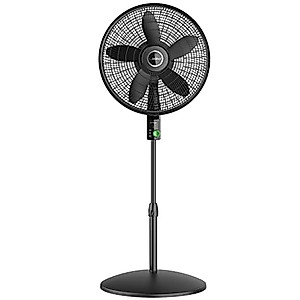 Lasko Oscillating 18-inch EcoQuiet DC Motor 12-Speed Pedestal Fan with Remote Control, Black, S18708, Large