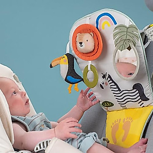 Musical Car Seat Toys for 0-12 Month Old Babies - Activity Center with Sensory Soft Hanging Toys and Mirror - Carseat Gift for Infants