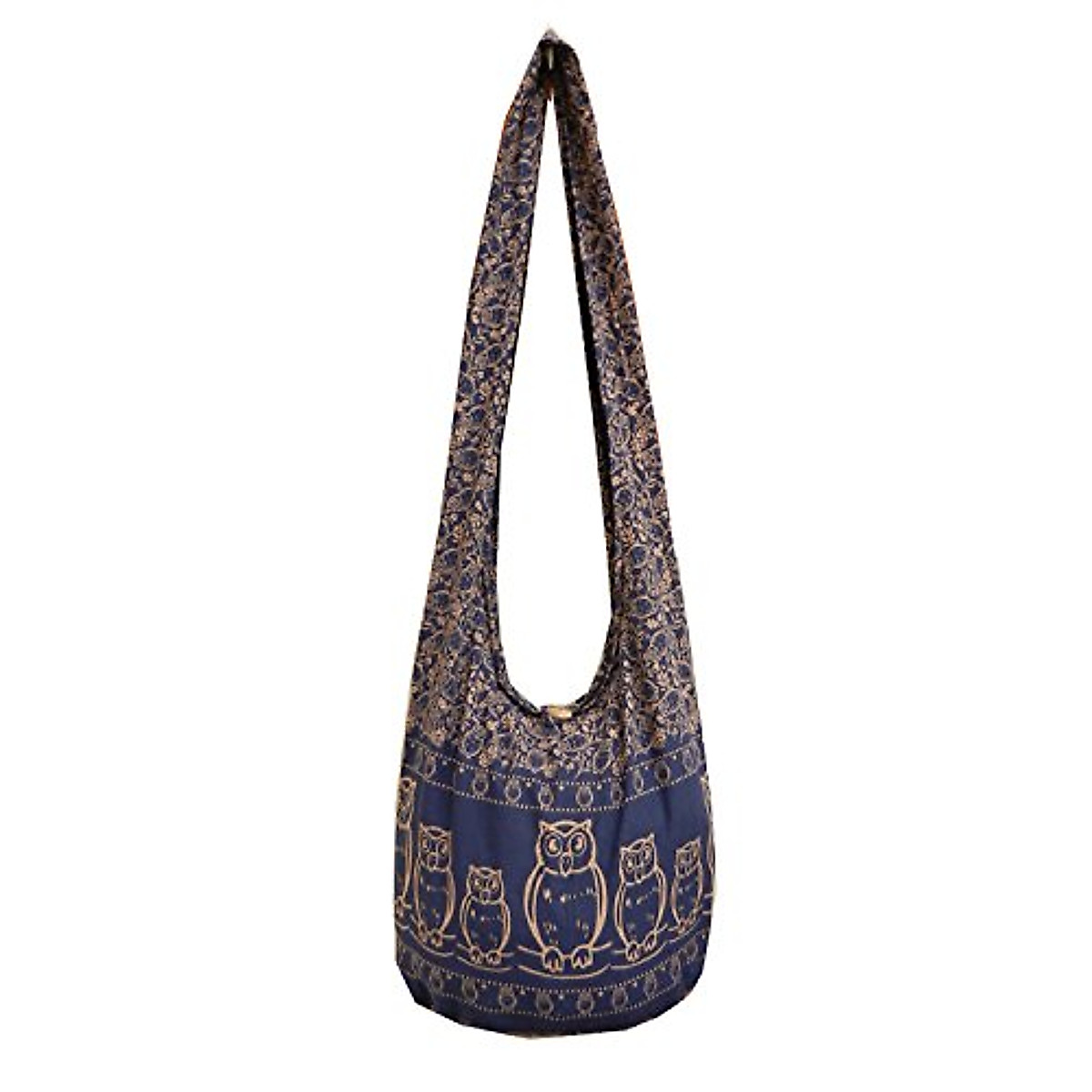 BTP! Owl Hippie Boho Sling Cross body Bag Shoulder Messenger Purse Large (Dark Blue OF9)