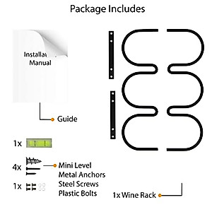 Wallniture Dijon Wine Rack Wall Mounted & Under Cabinet Wine Storage Racks Kitchen Organization and Storage 3 Wine Bottles, Steel Black