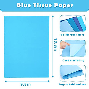 Koogel 320 Sheets Blue Tissue Paper, 14Inch Gift Wrapping Paper Bulk Thickened Craft Tissue Paper for DIY Crafts Party Holiday Gifts Box Decoration