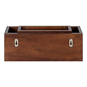 Kate and Laurel Domio Mid-Century Pocket Wall Organizer, Set of 2, Walnut Brown, Wood Office Organizer for Wall