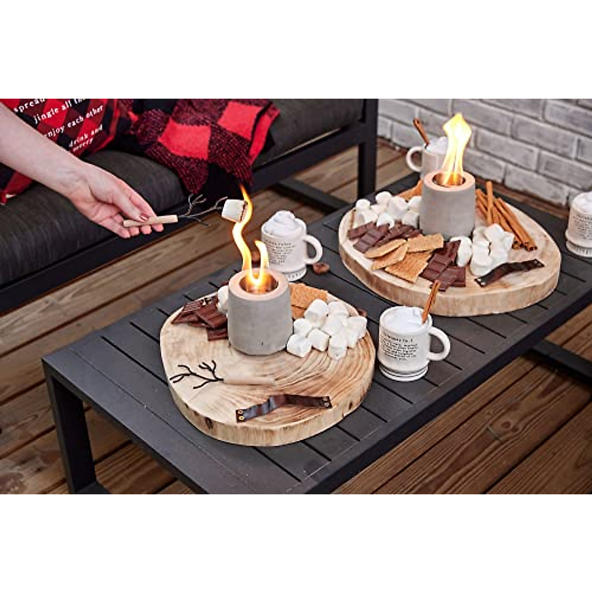 Mud Pie Mini Marshmallow Smore's Roasting Set, Pit 4" x 4" Dia | Skewer 5 3/4"