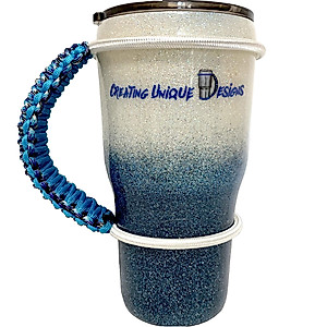 Creating Unique Designs Handmade Elastic Tumbler Handles 20 30 32 40 oz (Handle Only) (Turquoise White Mt Camo)