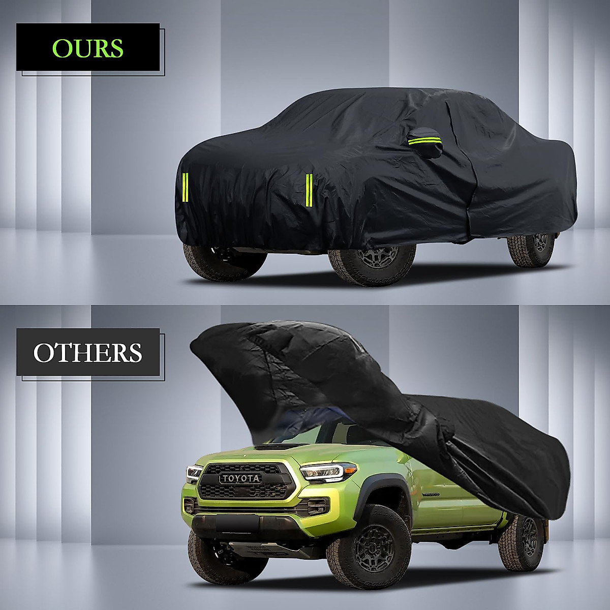 Car Cover Custom Fit for Toyota Tacoma 2005-2023, Waterproof All Weather for Automobiles Full Exterior Cover Rain Sun Snow Protector with Door Zipper