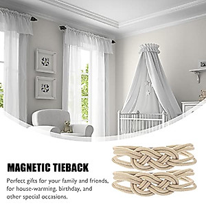 Garneck 2pcs Curtain Buckle Magnetic Curtain Holdbacks Window Blackout Clasp Chinese Knot Curtain Tie Magnetic Buckle Curtain Rope Magnetic Curtain Clip Office Cotton Rope Bohemian Hanger