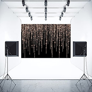 Aperturee Glitter Rose Gold and Black Backdrop 7x5ft Sweet 16th Birthday Girls Photography Background Women Bridal Shower Kids Portraits Baby Shower Party Decorations Banners Photo Studio Props