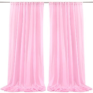 Wish Care 10ft x 10ft Pink Chiffon Sheer Backdrop Curtains, Wrinkle-Free Draping Fabric Wedding Arch Drapes for Party Ceremony Stage Decoration