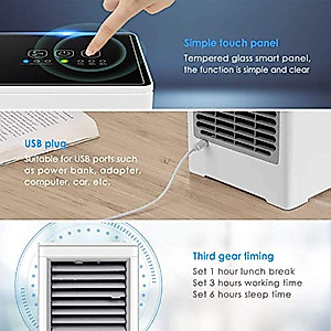 Portable Air Conditioner, Mini Evaporative Air Cooler, Personal Air Conditioner Misting Fan with 3 Wind Speeds Touch Screen Small Desktop Cooling Fan for Home, Bedroom, Office, Dorm, Car, Camping Tent
