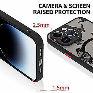 OOK Magnetic for iPhone 14 Pro Max Case [Compatible with MagSafe] Black Butterfly Slim Translucent Matte Case for iPhone 14 pro max Case, Black Butterfly (6.7")