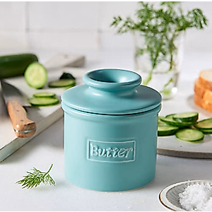 Butter Bell - The Original Butter Bell crock by L Tremain, a Countertop French Ceramic Butter Dish Keeper for Spreadable Butter, Café Matte Collection, Aqua