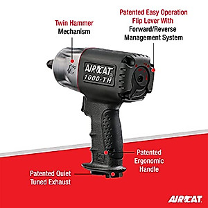 AIRCAT Pneumatic Tools 1000-TH: 1/2-Inch Composite Impact Wrench 1,000 ft-lbs - Standard Anvil