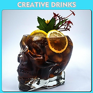 GXFCCYXT 2 Pieces Halloween Skull Glass Wine Glass -12oz/350ml Unique Cocktail Glasses Funny Clear Skull Cup for Cocktail Margarita Whiskey Juice Holiday Decorations Gifts Or Themed Party