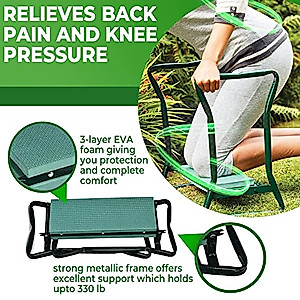 H&GT Garden Kneeler and Seat, Foldable Garden Stool Heavy Duty Gardening Bench for Kneeling and Sitting to Prevent Knee & Back Pain, Great Gardening Gifts for Women, Grandparents, Seniors, Mom & Dad