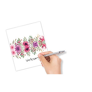 Table Place Card, Watercolor Floral Themed Tent Style Cards, Pack of 25 Half-Fold Reception Place Card, Perfect for Wedding, Bridal & Baby Shower, Party, Birthday, Banquet and Special Events A38