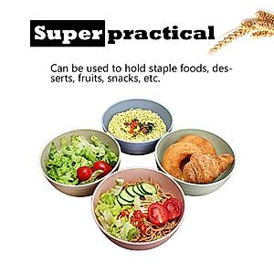 N/ A 4 PCS 4.7inch Lightweight Wheat Straw Bowl, Unbreakable Cereal Pasta Bowls Microwave& Dishwasher Safe, Reusable Tableware Dinnerware Fruit Snack Container (Small,PINK)