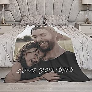 Byxhuc Custom Throw Blanket, Costume Blanket with Pictures Gifts Blankets for Men Dad Husband, Customized Photo Blankets with Photos Love You Dad Birthday Anniversary 30" * 40"