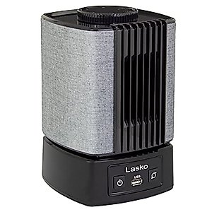 Lasko SB100 SlumberBreeze 2-in-1 Small Table Fan and White Noise Machine for Better Sleep in the Bedroom and Focus in the Home Office, Black