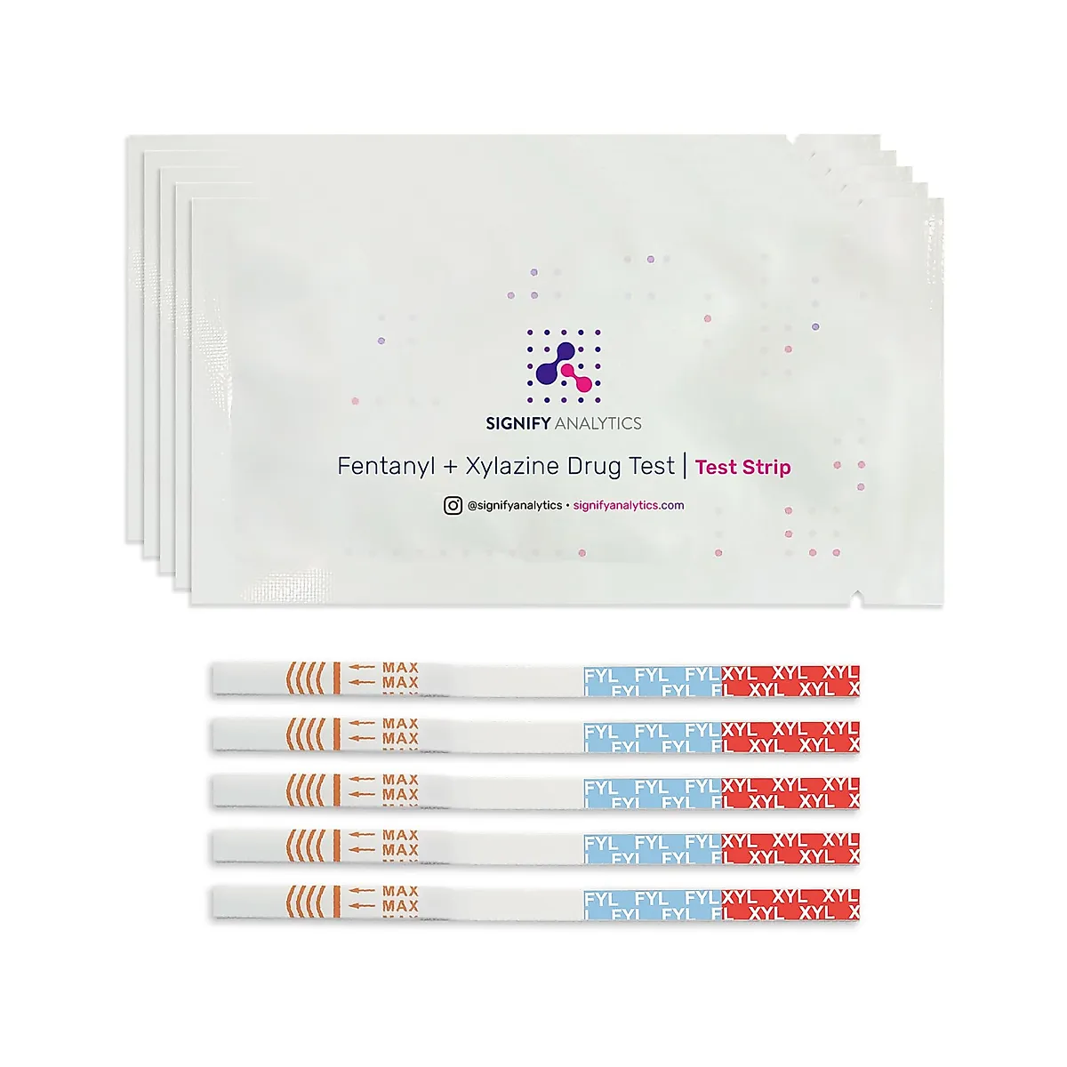 Signify Analytics Xylazine and Fentanyl Test Strip for Liquid and Powder Substances - 5 Pack (5 Test Strips) - Fast, Easy and Simple to Use Forensic Test, White