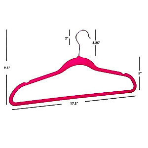Velvet Clothes Hangers (Pack of 10), Fuchsia, by Home Basics | Hangers for Tops, Jackets, Dresses, and Pants | Contoured with Notches | Ultra-Thin Space Saving Clothes Hangers with Rotating Hooks