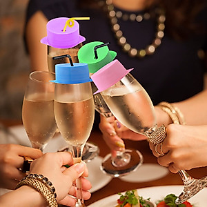 12 Pack Drink Covers for Alcohol Protection, Stretchy Cup Cover with Straw Hole, Silicone Reuseable Drink Protector for Women, Easy to Carry and Clean Drink Protection Cover