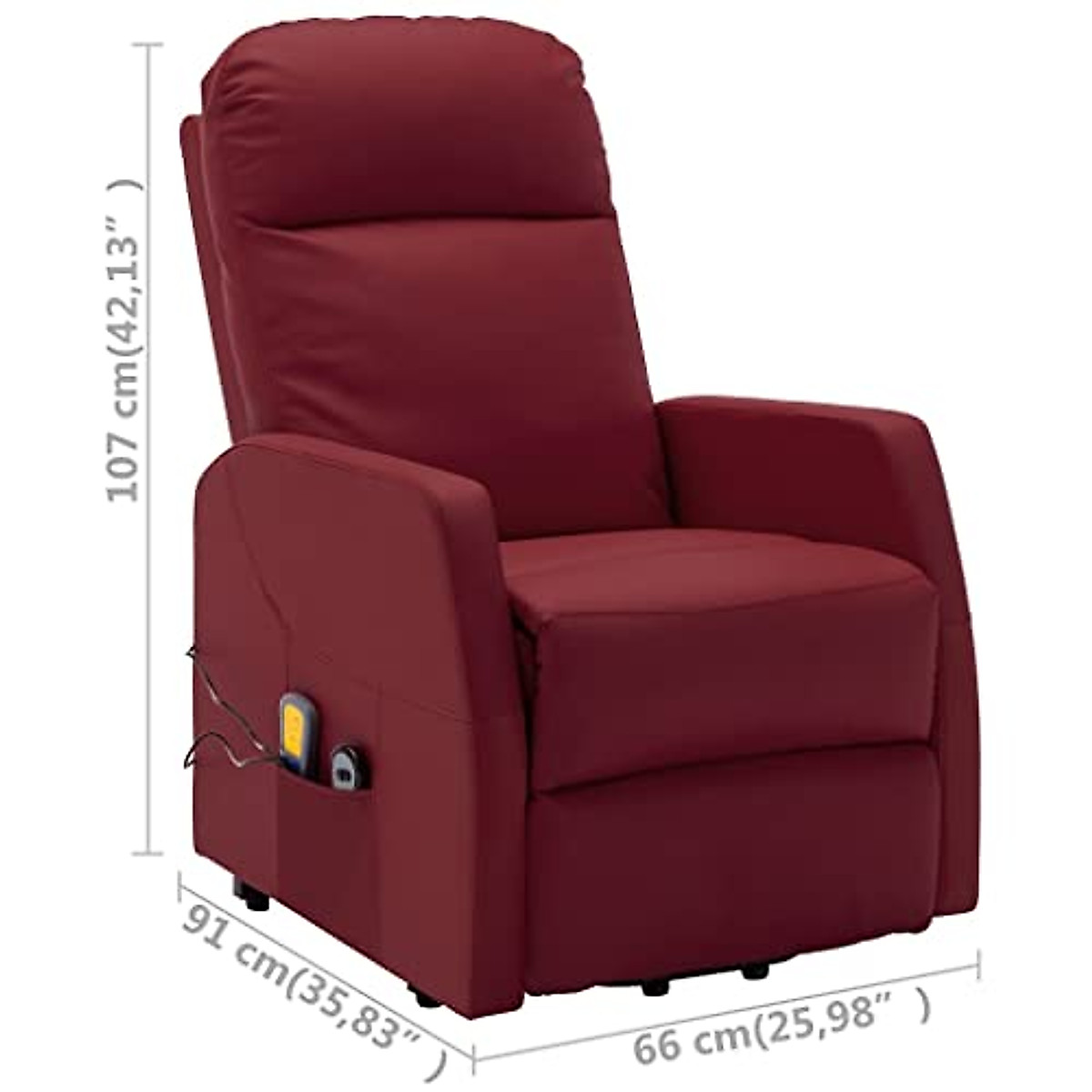 AJSEOYBS Massage Recliner,Chair Adjustable Home Theater Seating,Single Recliner Sofa Chair,Stand-up Massage Recliner Wine Red Faux Leather