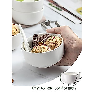 DOWAN 10 Ounces Porcelain Bowls Set, 6 Packs, Small Bowls, Ceramic White Bowls for Kitchen, Dessert Bowls for Ice Cream, Small Serving Bowls for Dipping, Rice, Prep, Side Dishes,Cereal,Microwave Safe