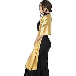 BlackButterfly Satin Shawl Bridesmaid Wedding Wrap Scarf (Gold)