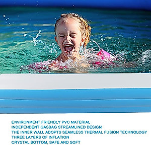 Inflatable Swimming Pool, 305x183x60cm Rectangle PVC Blow Up Pool Outdoor Lounge Pool for Kids, Adults, Outdoor, Garden, Backyard