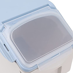 Rice Container, Odorless High Temperature Resistant Sealed Food Container Environmental Protection Safe with Lid for Beans (Blue 15KG)