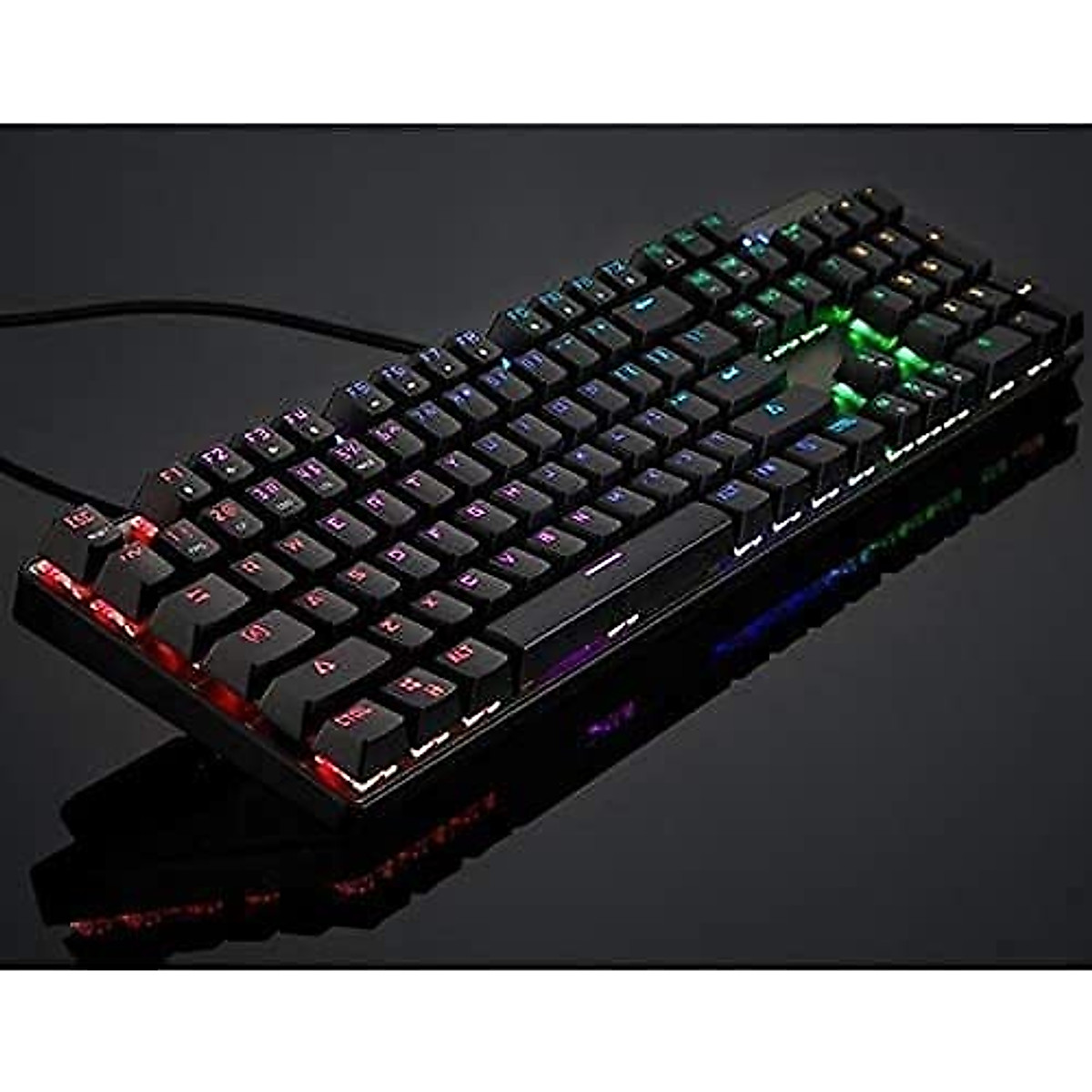 Feiyx Second Hand Wired Mechanical Keyboard 104 Keys RGB Blue Switch LED Backlit Anti-Ghosting Gaming Keyboard Premium,for Windows PC/MAC Games