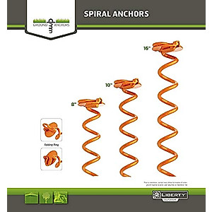 Liberty Outdoor ANCFR16-ORG-A Folding Ring Spiral Ground Anchor, Orange, 16-Inch