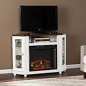 SEI Furniture Dilvon Electric Media Fireplace w/Storage, White/Brown