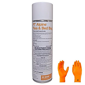 Alpine Flea & Bed Bug Pressurized Insecticide - Heavy Duty flea and Bed Bug Control with USA Supply Protective Gloves and Pest Identification Card