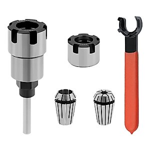 KASCLINO 1/4" Shank Router Bit Collect Extension Chuck Converter Adapter, Convert 1/2-Inch & 1/4-Inch Shank Bits with ER20 Spring Collet, ER20 M Type Wrench Spanner(Size:ER20-1/4)