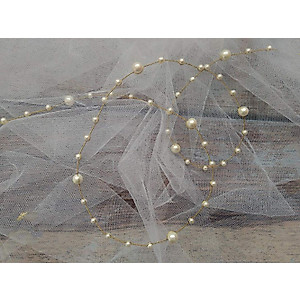 Chargances 2PCS Pearl Bridal Headpiece Gold Wedding Long Headband for Brides Pearl Hair Vine Pearl Hair Accessories for Women Weeding Hair Jewelry (24"/60cm)(Gold)