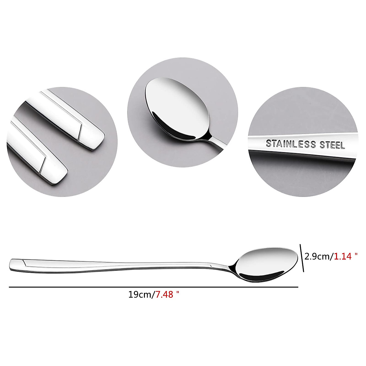 Cand Stainless Steel Ice Tea Spoons, Long Handle Ice Cream Spoon(Set of 16)