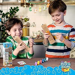 PICK A TOY DIY Rain Stick Musical Instrument with Paint, Paintbrush & Stickers, Fun Arts and Crafts Kit for Kids, Teens, and Adults, Natural Bamboo Wood, Crafting Gift Idea