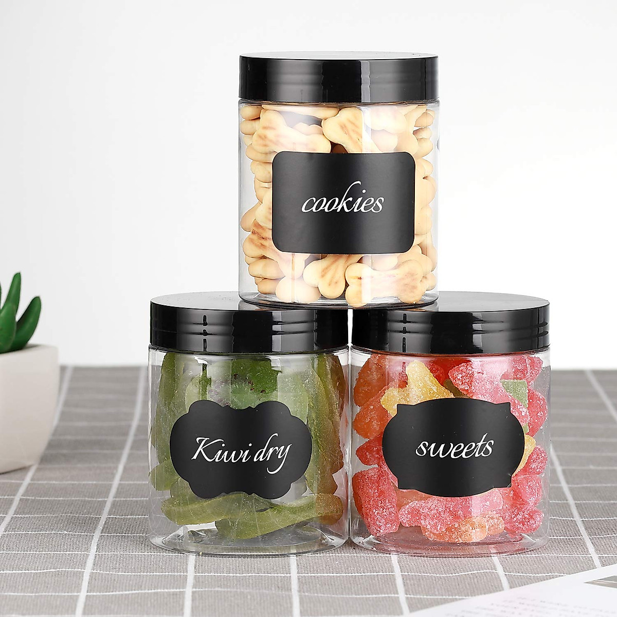 8 OZ Plastic Jars with Lids, (Dabacc) 24 Pack Clear Plastic Slime Containers for Kitchen and Household Food Storage of Dry Goods, Creams and More, BPA Free