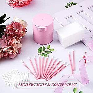 301 Pieces Lash Extension Supplies Set, Includes Eyelash Glue Storage Container, 200 Pieces Glue Wiping Cloth and 100 Pieces Disposable Lip Brushes for Lash Extension Grafting Eyelash (Pink)