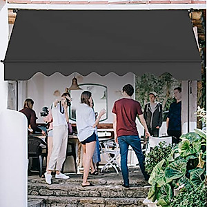 STEELAID Manual Retractable Awning – 118” Non-Screw Outdoor Sun Shade – Adjustable Pergola Shade Cover with UV Protection – 100% Polyester Made Outdoor Canopy – Ideal for Any Window or Door