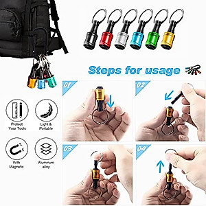 6 Color Drill Extension Bit Holder, 1/4inch Hex Shank Aluminum Alloy Screwdriver Bits Holder Extension Bar Drill Screw Adapter Change Keychain Portable 2023 Upgraded