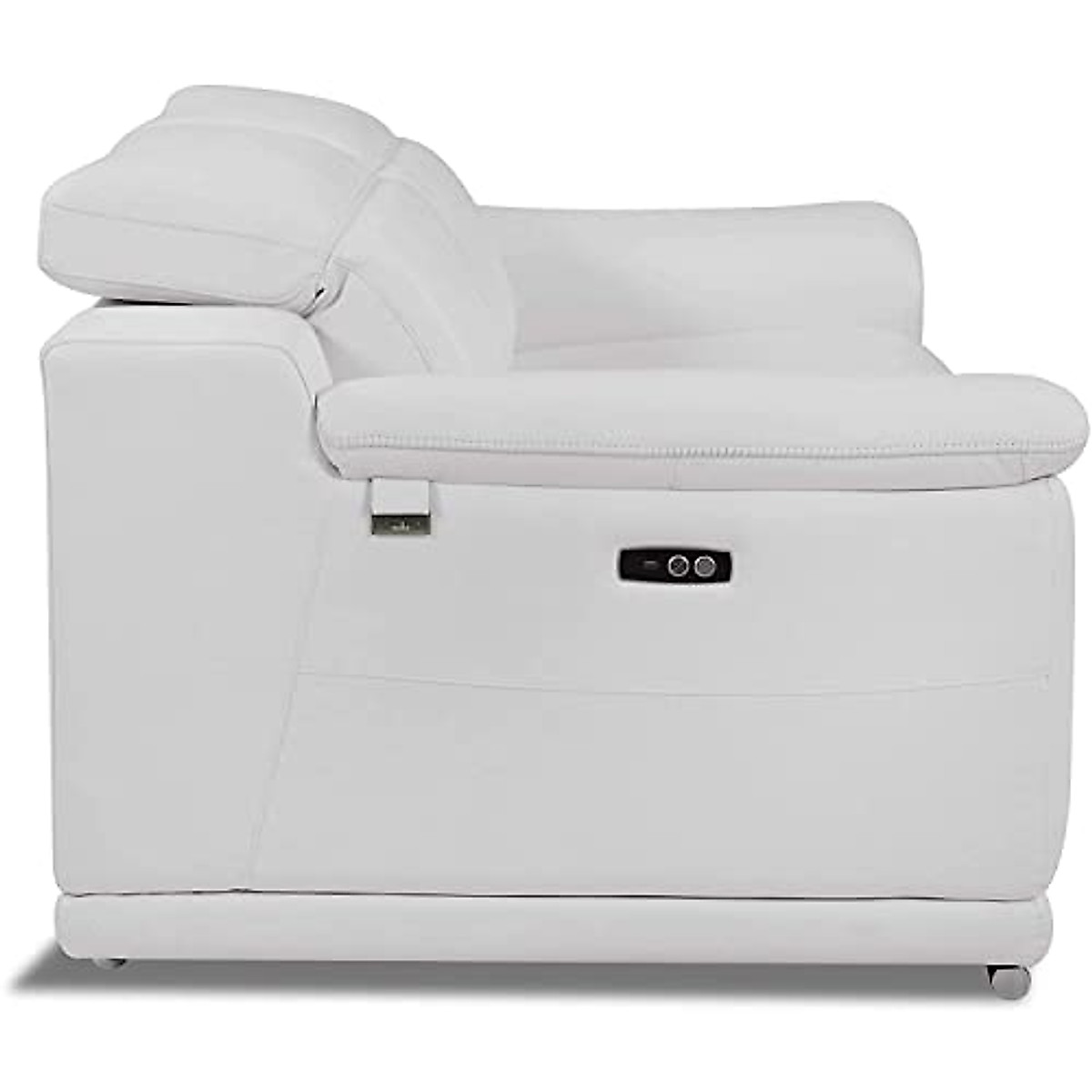 Blackjack Furniture Lorenzo Mid Century Modern Italian Leather Living Room Power Reclining, Loveseat, 72", White