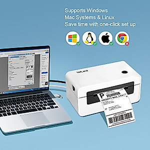 NefLaca Thermal Label Printer,4x6 High Speed USB Shipping Label Printer Commercial Direct Thermal Label Maker One Click Setup Compatible with Amazon, Ebay, Etsy, Shopify and FedEx (White)