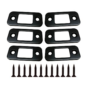 Round Corner Deadbolt Strike Plate 1" x 2-1/4" with 12 Screws 1-3/8" - 6 Pack (Matte Black)