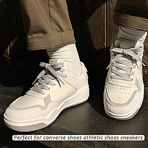 Handshop Wide Flat Athletic Shoelaces 5/16"(2 Pair) - Shoe Laces for Sneakers and Casual Shoes Replacements Grey 47 inch (120cm)