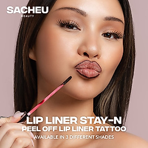 Sacheu Lip Liner Stay-N - Peel Off Lip Liner Tattoo, Peel Off Lip Stain, Long Lasting Lip Stain Peel Off, Infused with Hyaluronic Acid & Vitamin E, For All Skin Types - Bundle Pack of 3